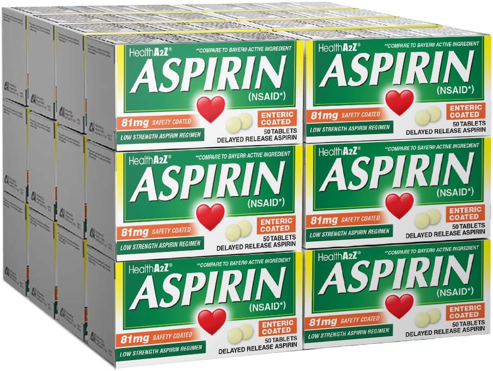 Amazon.com: HealthA2Z Aspirin 81mg Low Strength, Enteric Coated, 24 ...