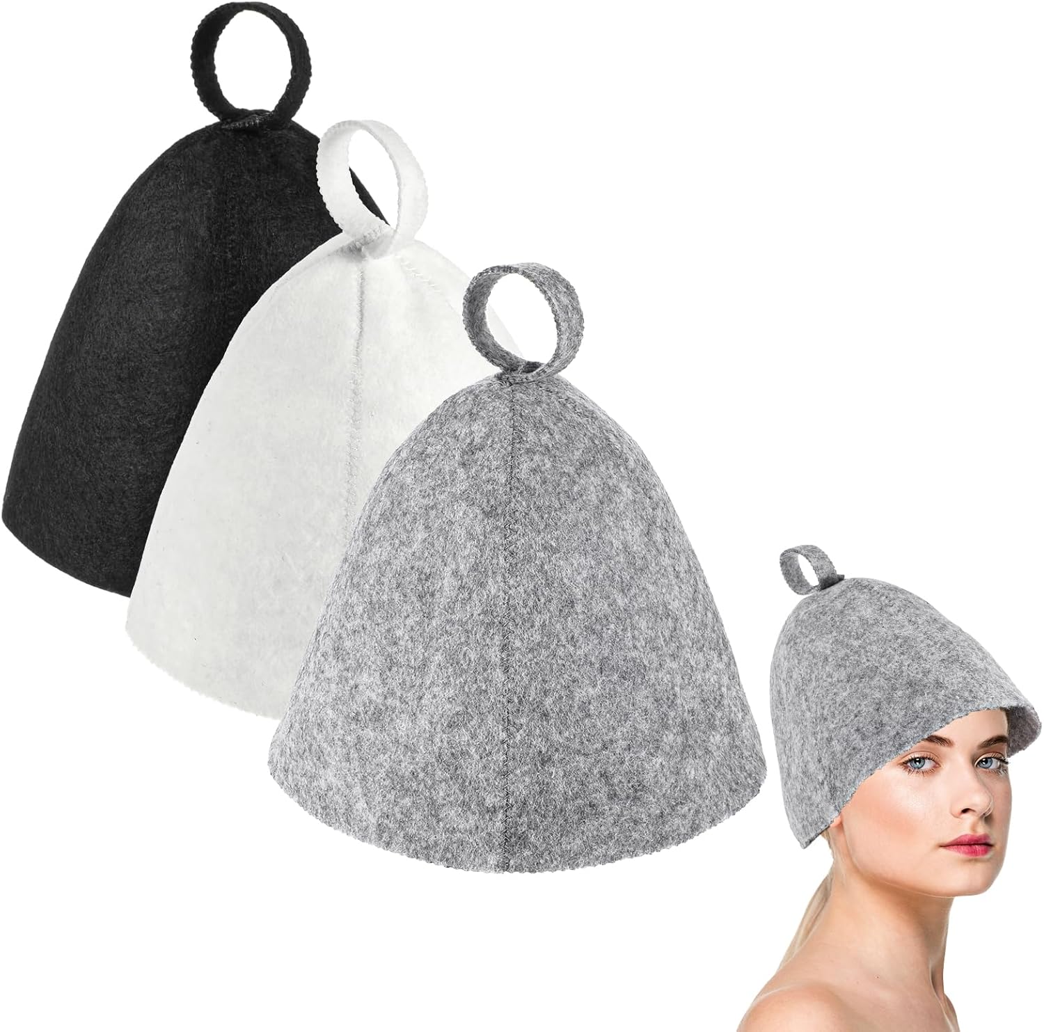 Yuanchu 3Pcs Sauna Hats, Sauna Caps Sauna Hats Sauna Accessories Wool ...