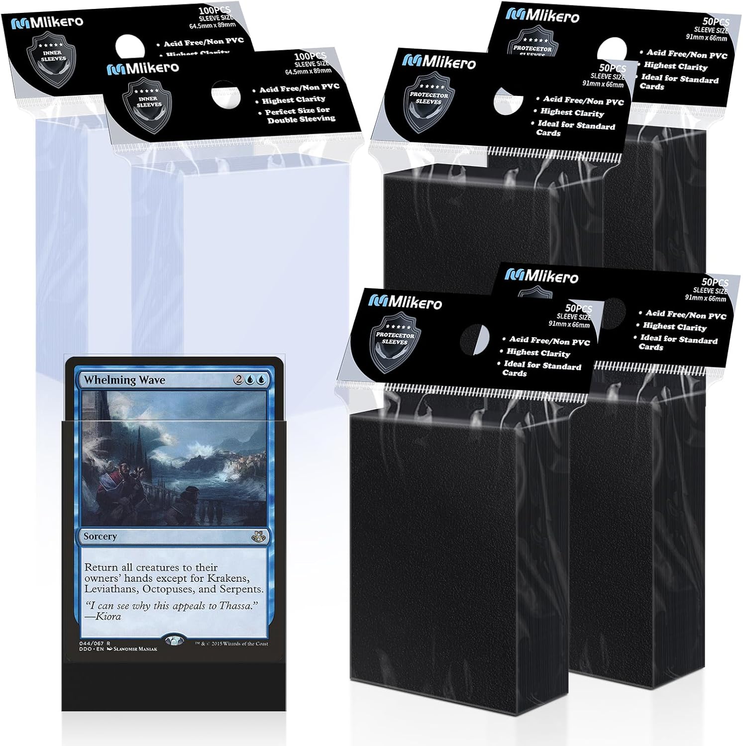 Amazon.com: 400 Pack Card Sleeves, 200 Matte Black Trading Card Sleeve ...