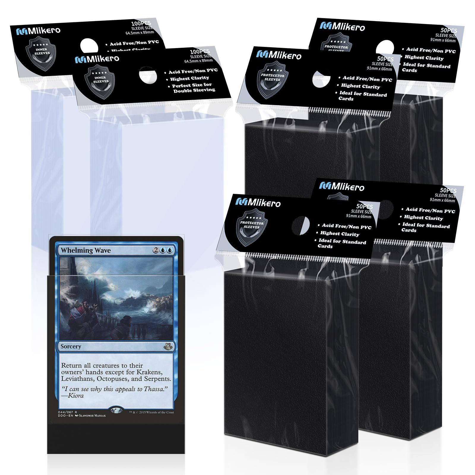 Amazon.com: 400 Pack Card Sleeves, 200 Matte Black Trading Card Sleeve ...