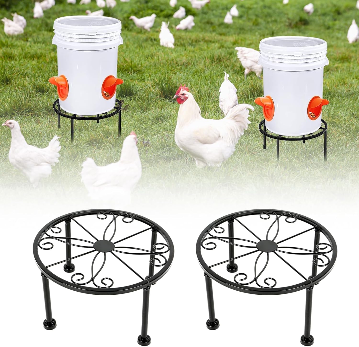 Amazon.com: Metal Stand for Chicken Feeder Waterer, Heavy Duty Round ...