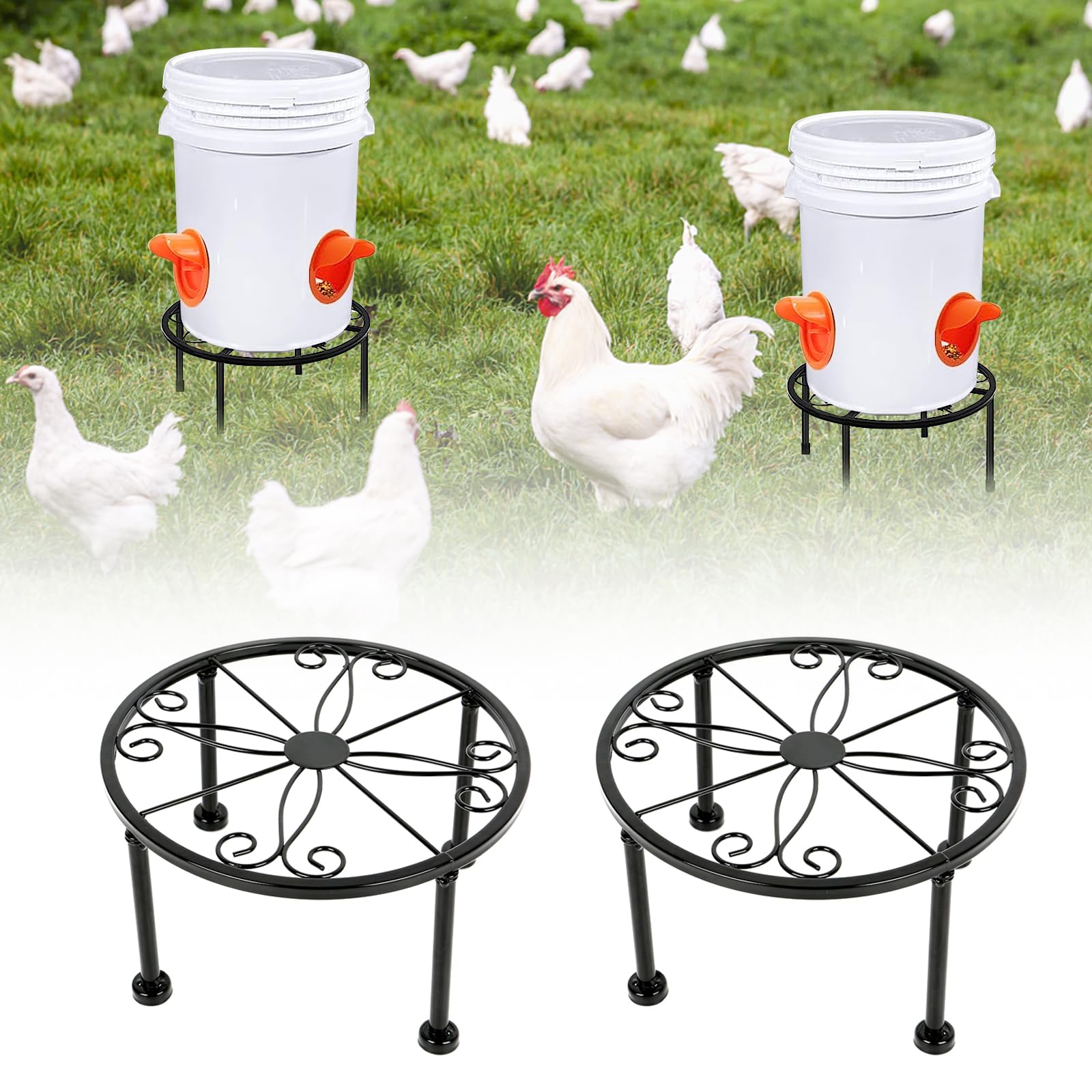 Snapklik.com : Metal Stand For Chicken Feeder Waterer, Heavy Duty Round ...