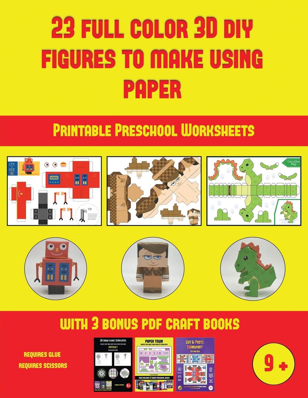 Buy Printable Preschool Worksheets (23 Full Color 3D Figures to Make ...