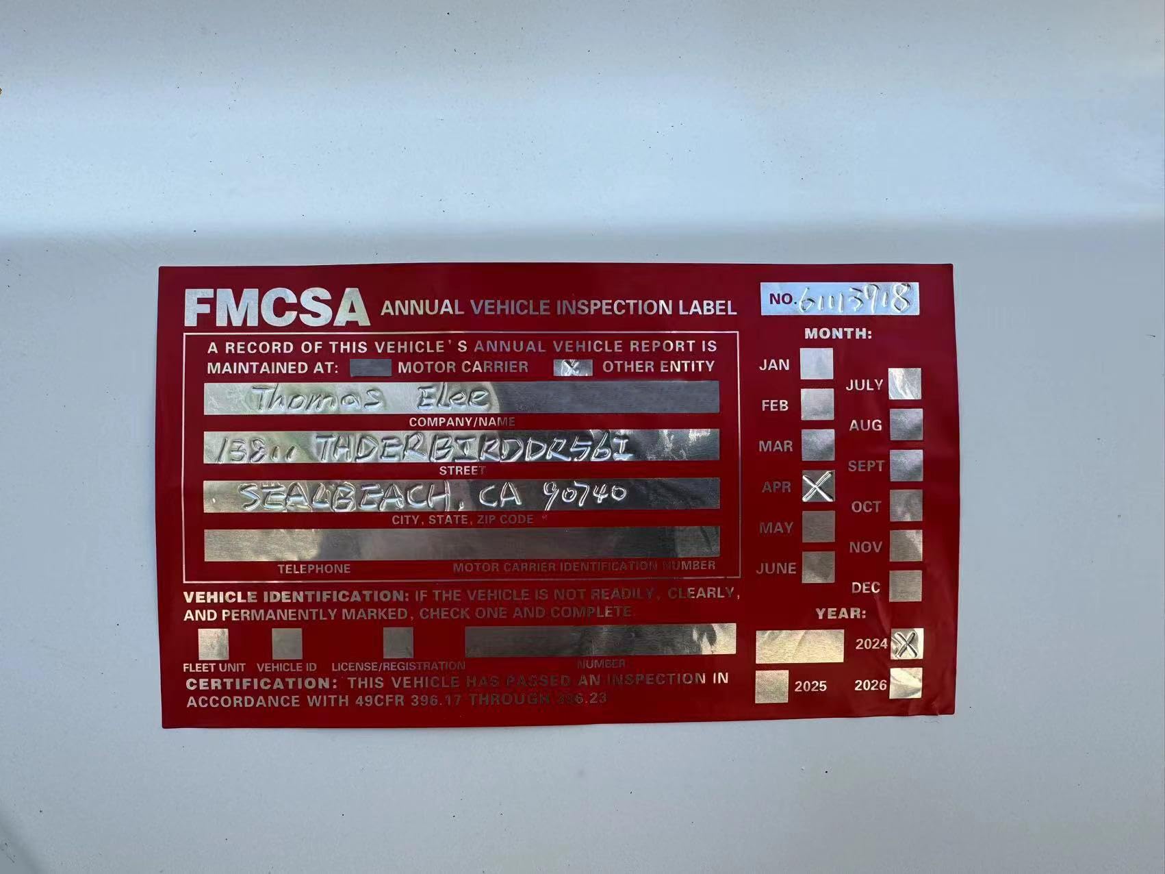Inspection Stickers J J Keller 25-Pack, Annual Vehicle Inspection ...