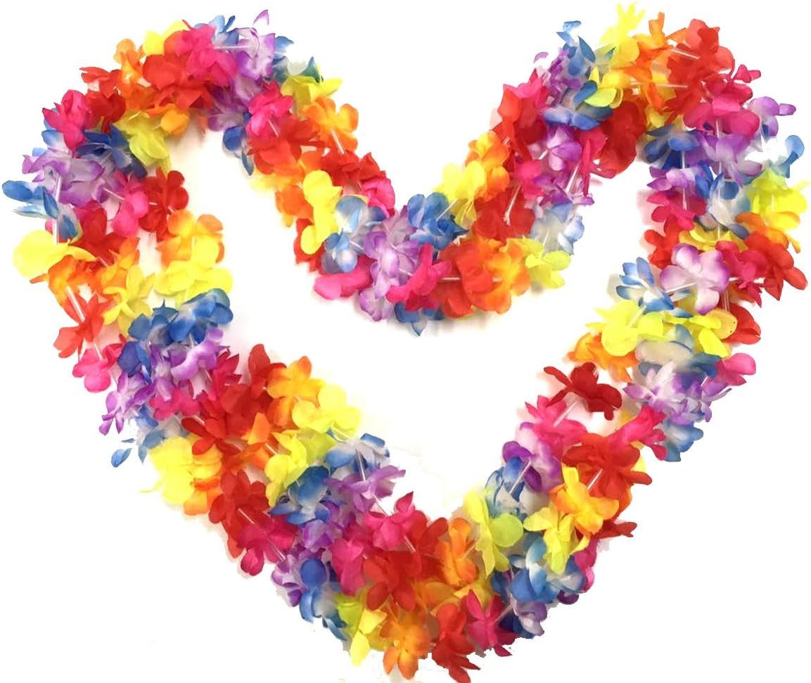 Amazon.com: BOSHENG 12Pcs Multi-color Hawaiian Luau Lei Necklace Beach ...