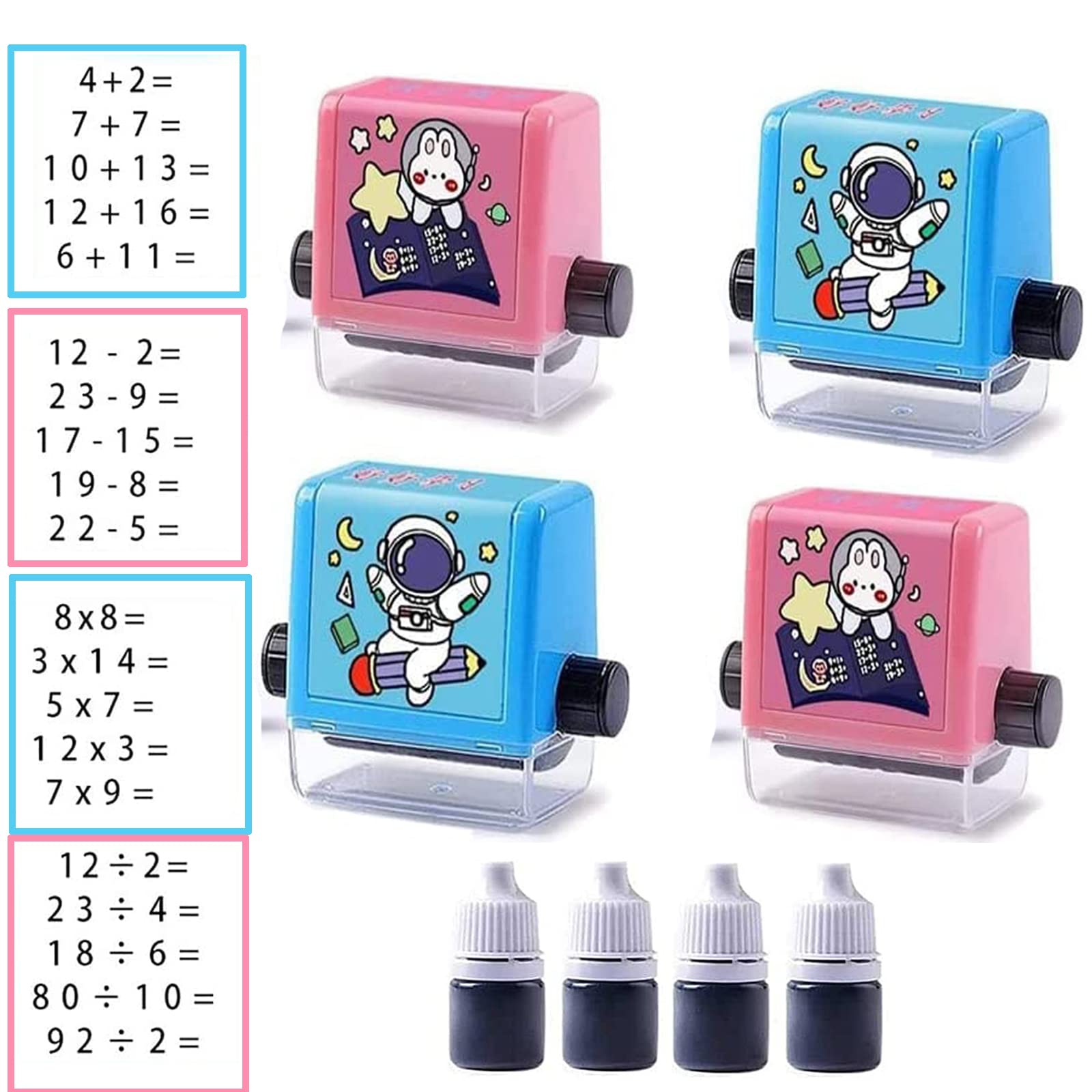 4PC Roller Digital Teaching Stamp,Reusable Calculation Math Educational ...
