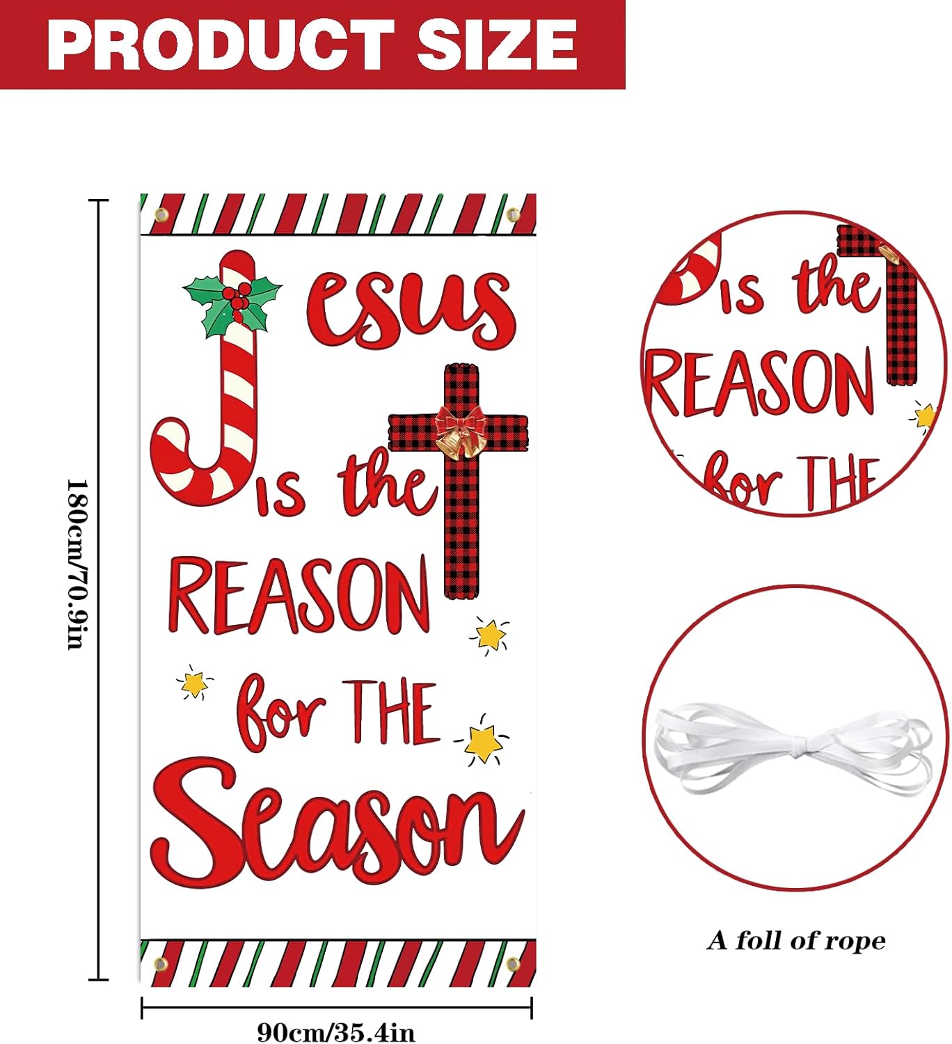 SENSEVEN Cartel de Navidad para puerta de Jesús religioso, Jesús es la ...