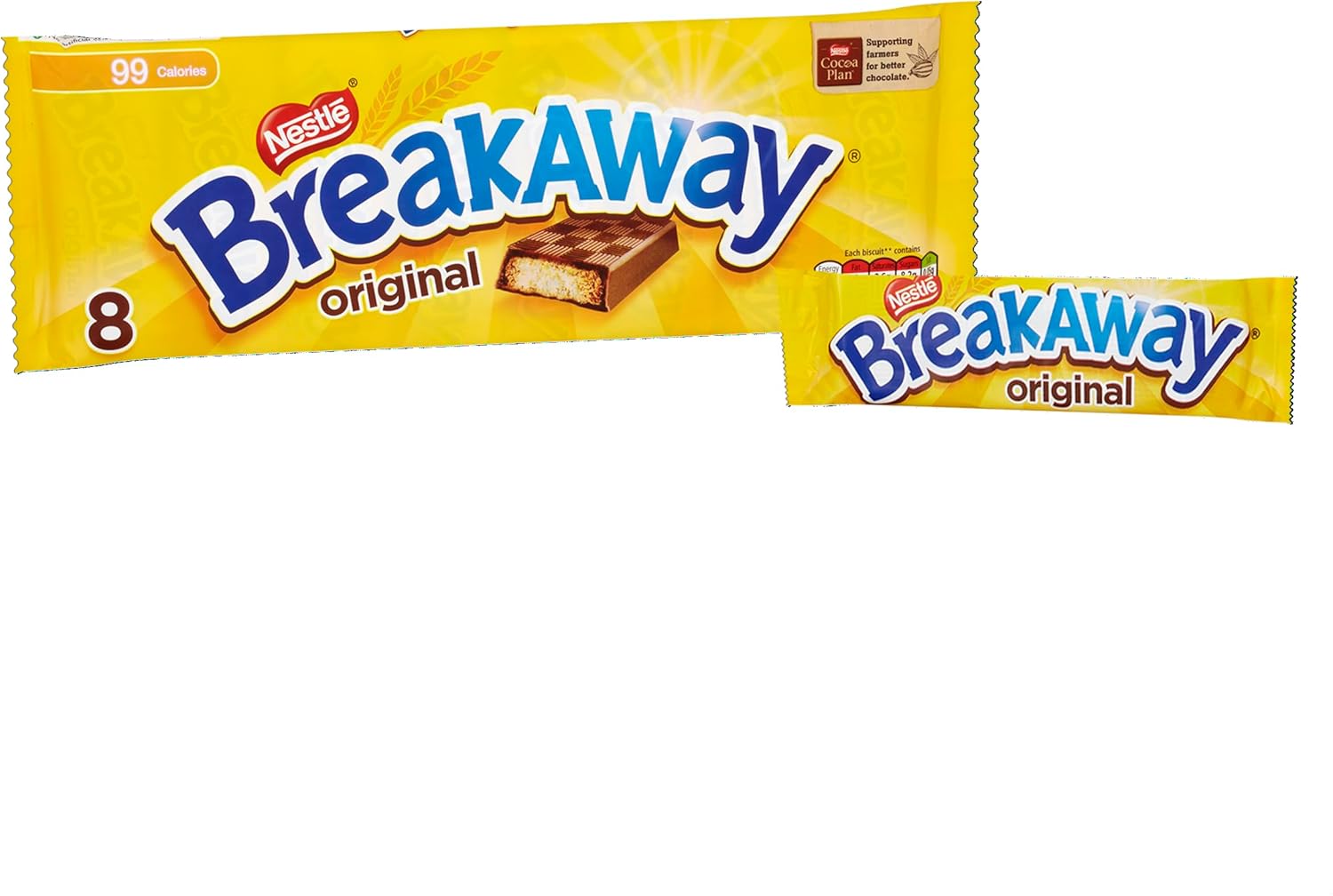 Nestlé Breakaway Milk Chocolate Biscuit Bar Multipack, 8 x 19.1g ...