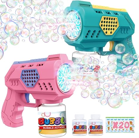Amazon.com: Eaglestone Bubble Guns for Toddlers 2 Packs, LED Light ...