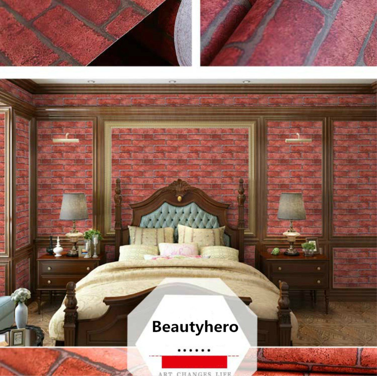 Snapklik.com : Brick Wallpaper Peel And Stick Red Faux Brick Contact ...