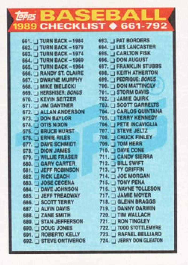 Amazon.com: 1989 Topps Baseball #782 Checklist 661-792 Checklist ...