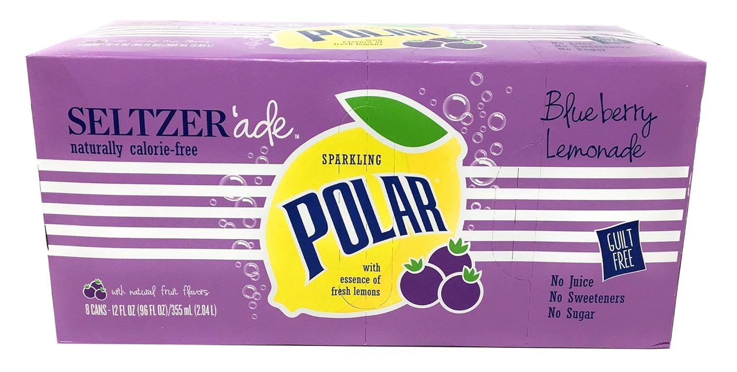 Amazon.com: Polar Beverages, Seltzer Blueberry Lemonade, 12 Fl Oz, 8 ...