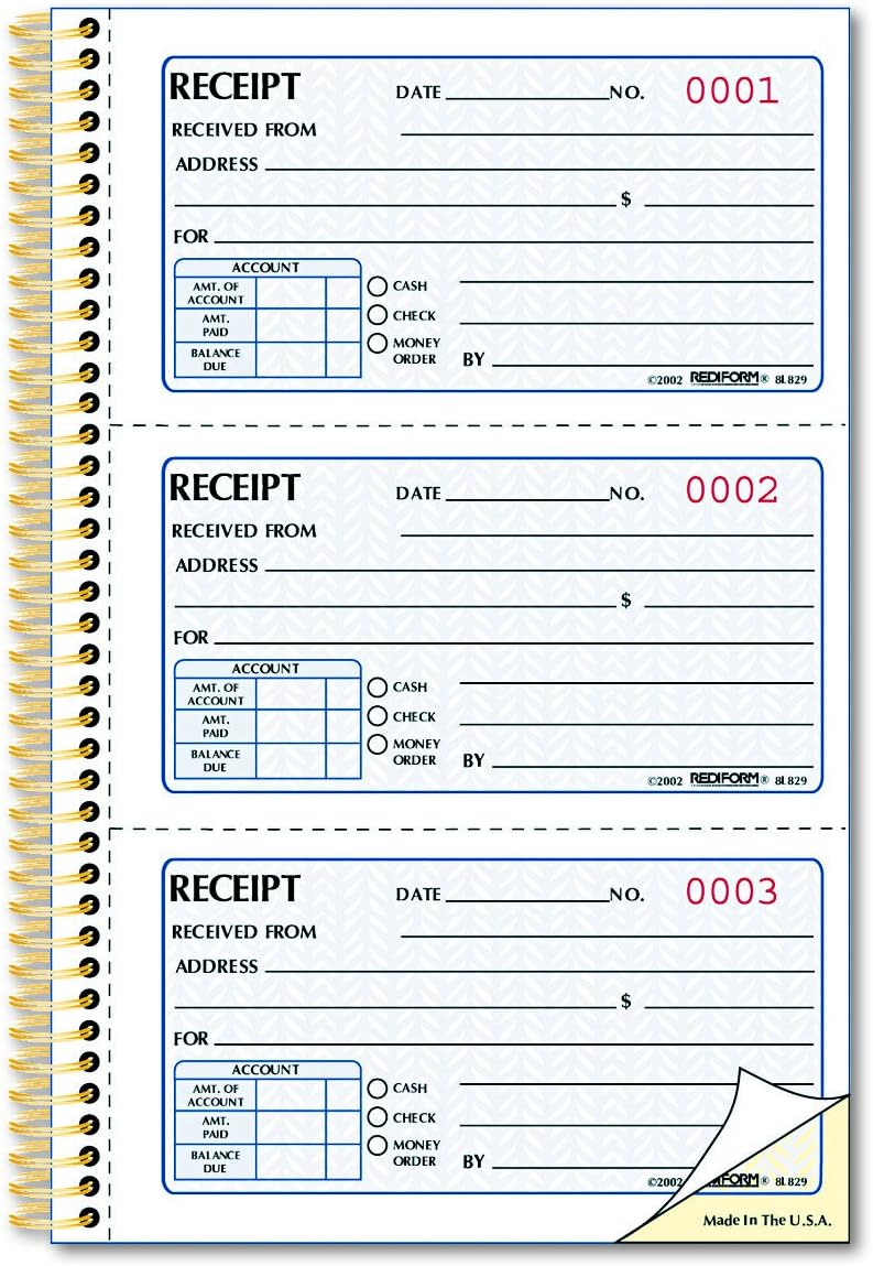 Rediform Gold Standard Carbonless Money Receipt Book, 8.5 x 5.5 Sets ...