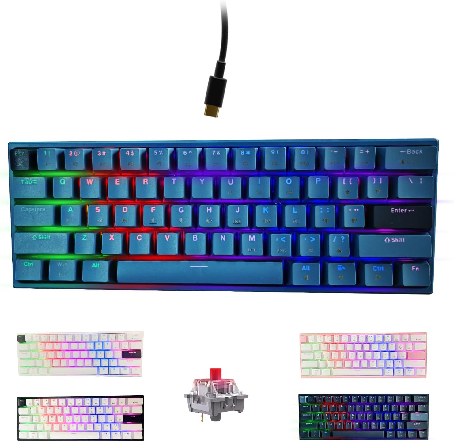 Amazon.com: KOORUI Gaming Keyboard 60 Percent, Wired Ultra-Compact ...