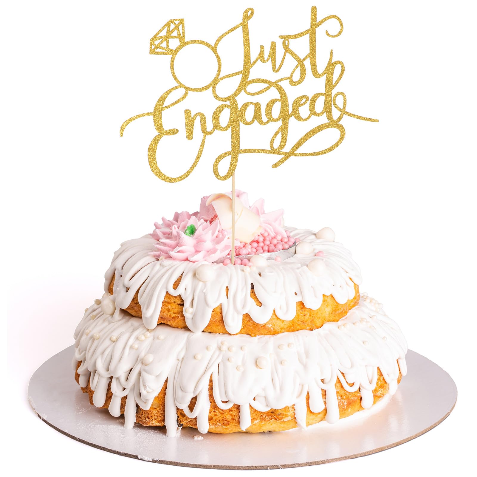 Amazon.com: Wanmu 2Pcs Engagement Party Decorations, Engaged Cake ...