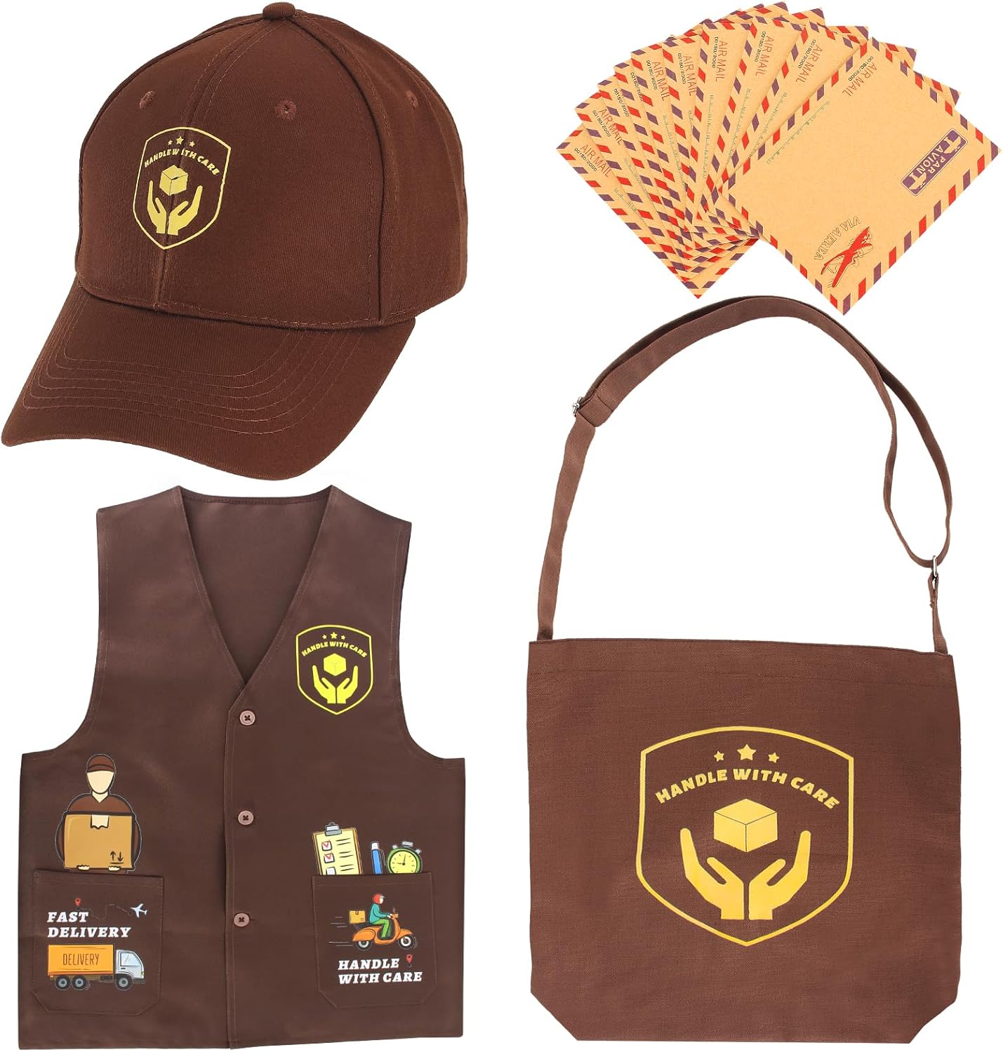 Amazon.com: Yewong Cargo Postal Delivery Costume Brown Delivery Man ...