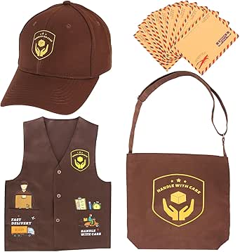 Amazon.com: Yewong Adult Delivery Man Costume Set Postal Vest Cap Bag ...