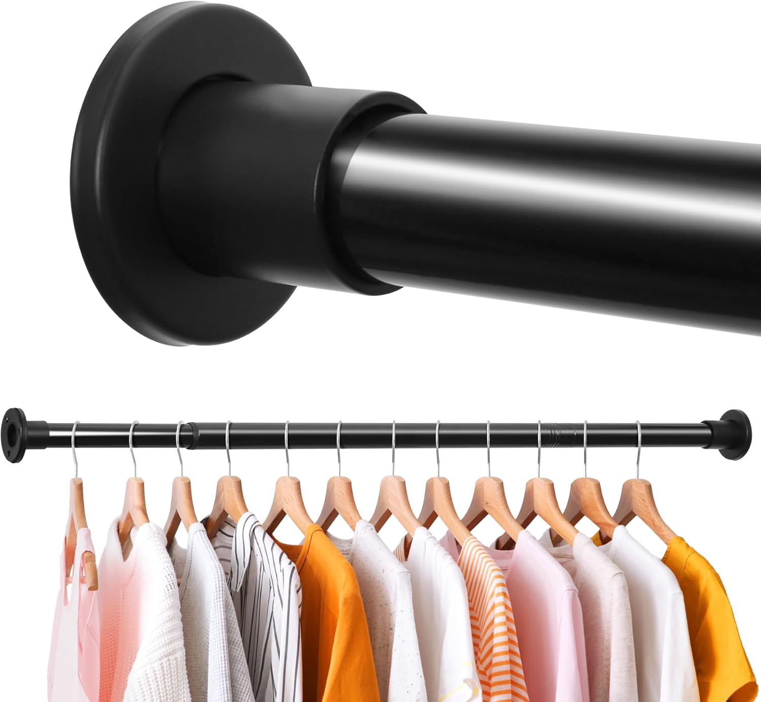 Amazon.com: Upgraded Closet Rods for Hanging Clothes, Adjustable Heavy Duty Closet Rod, Metal ...