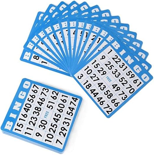 50-Pack Blue Reusable Bingo Cards with Unique Numbers for 50 Players ...