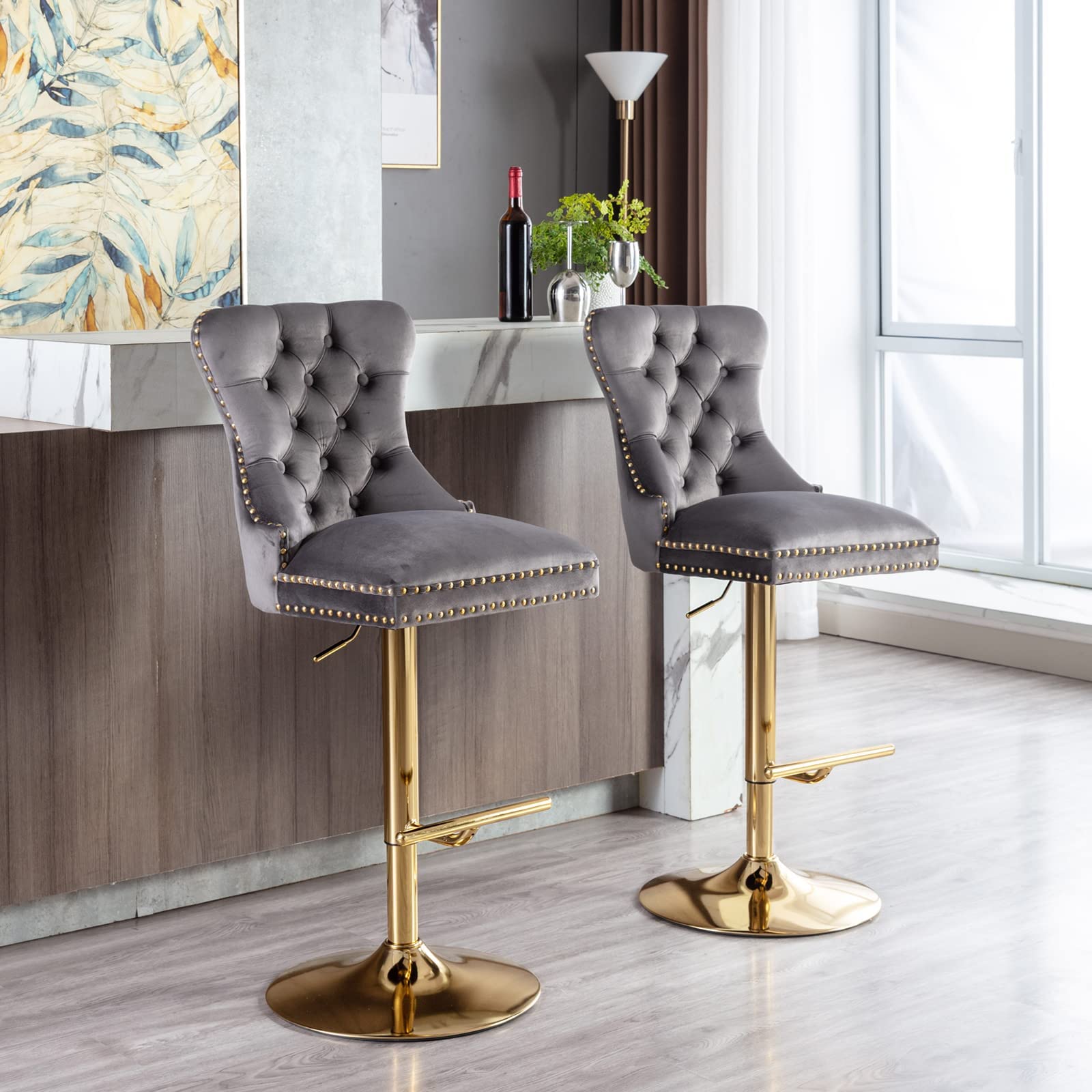 Grey Velvet Barstools Bar Sto...B0BXNGCSBX | Encarguelo.com