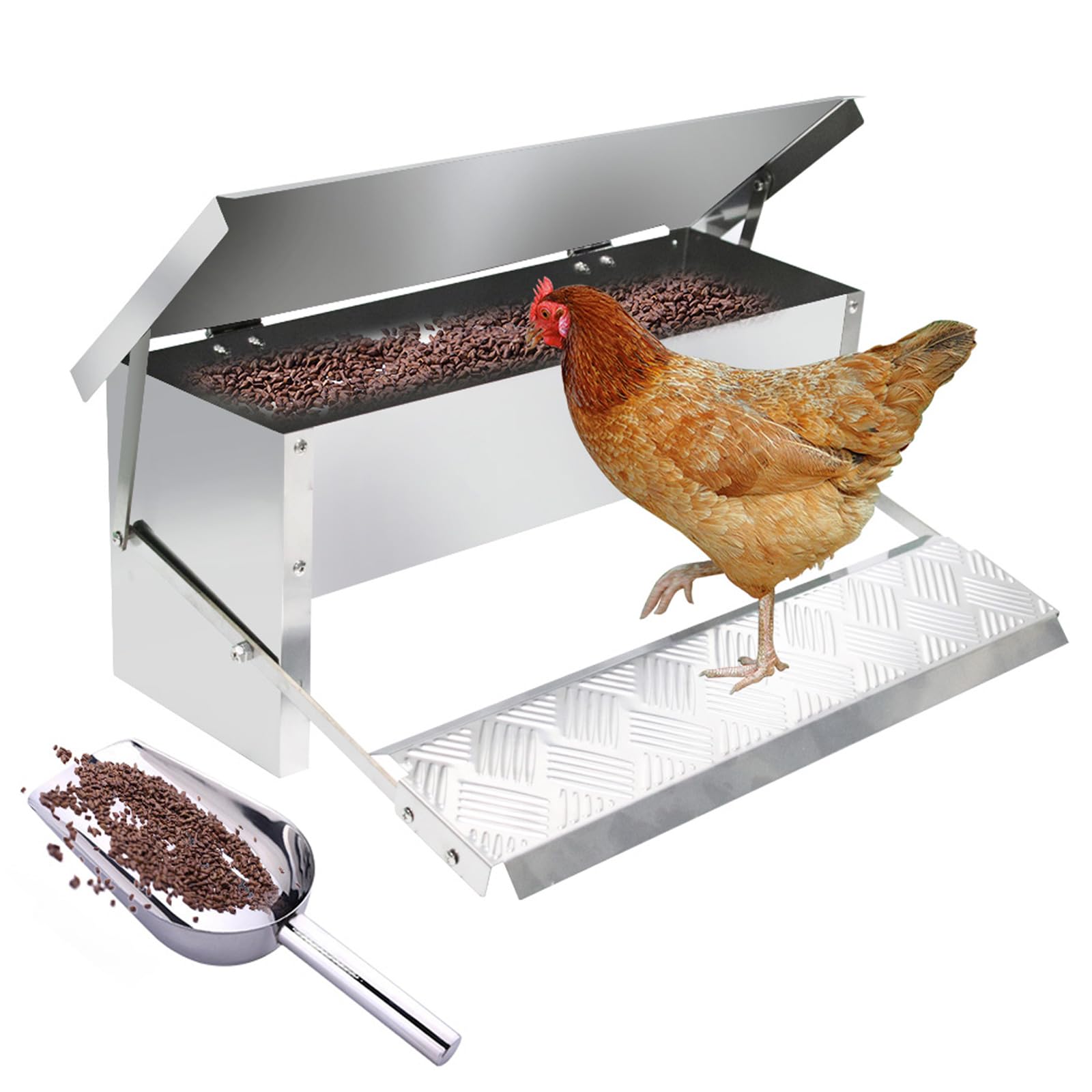 Amazon.com : APlayfulBee Automatic Chicken Feeder 5L Treadle Galvanized ...