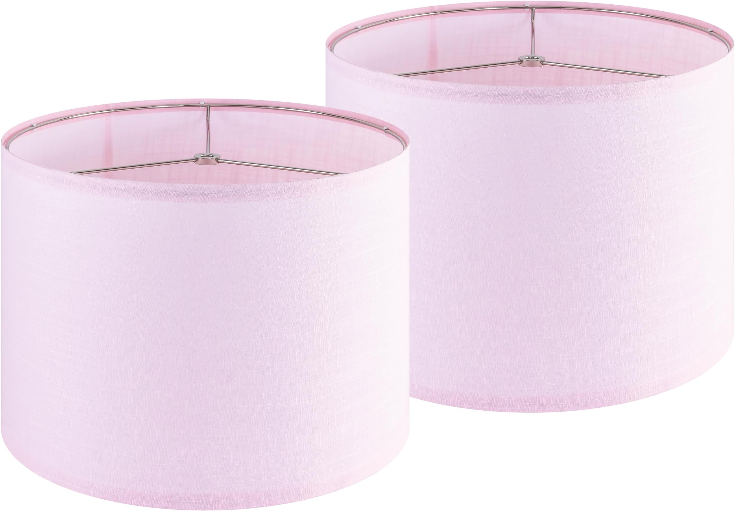 Sydnee Pale Pink Satin Medium Drum Lamp Shade 14" Top x 16" Bottom x 11 ...