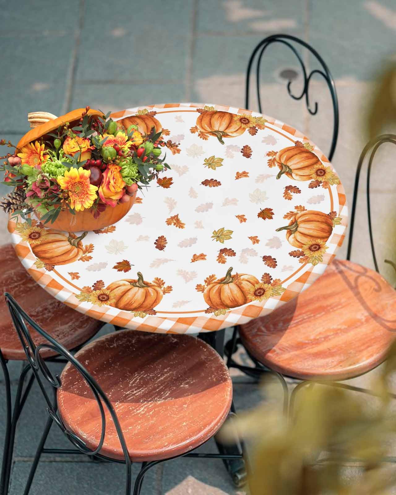 Amazon.com: Fall Thanksgiving Pumpkin Kitchen Table Cover,Orange ...