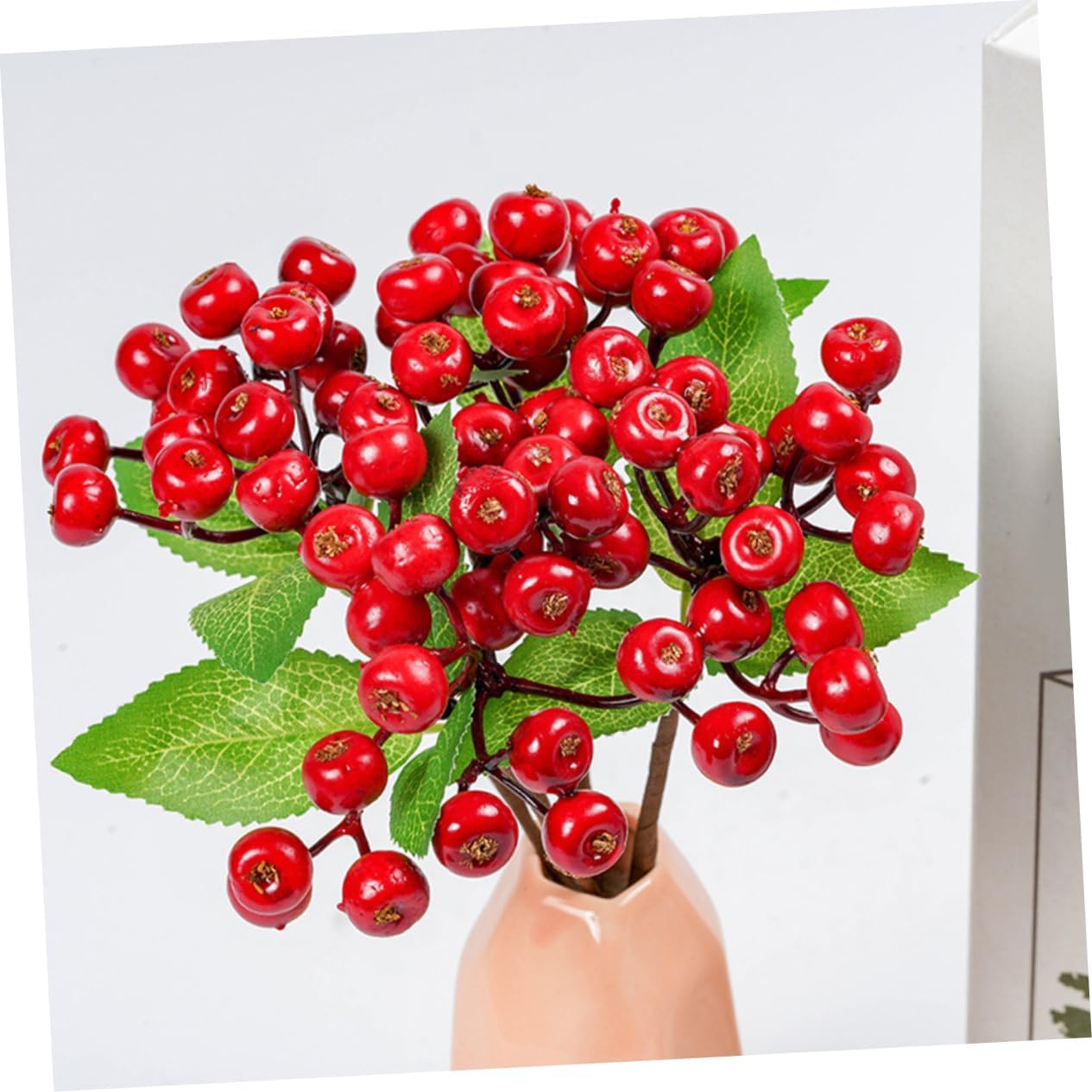 Abaodam 20 Pcs Red Berries Holly Berry Stems Red Berry Twig Winter ...