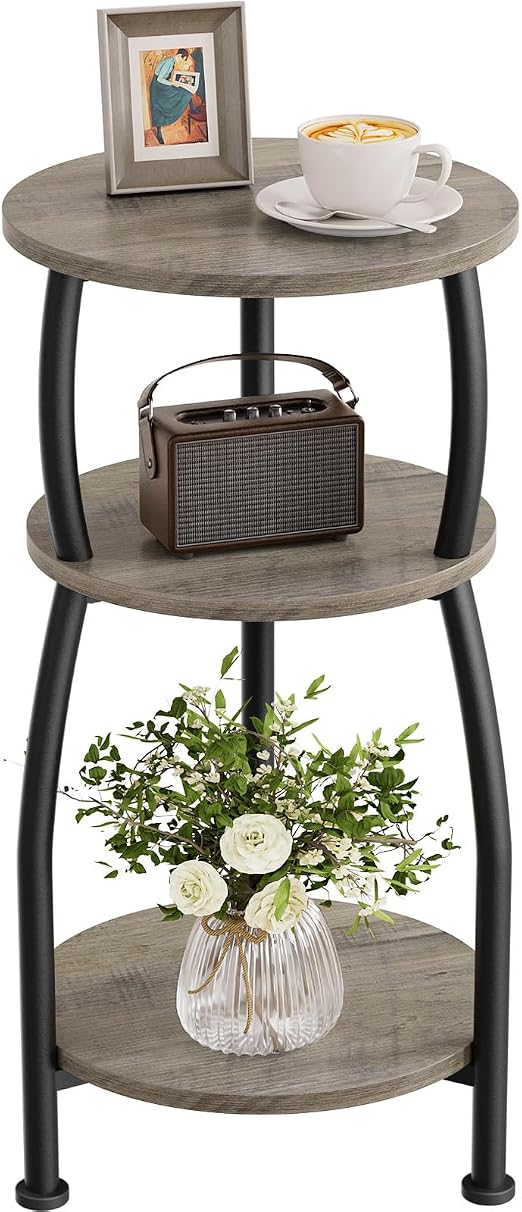 Amazon.com: Yuede Small Round Side Table, 3-Tier End Table with Storage ...