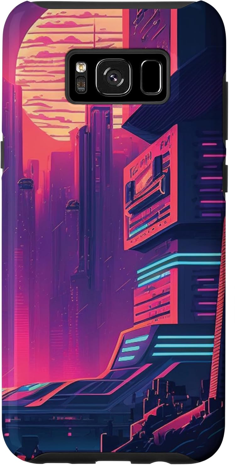 Amazon.com: Galaxy S8+ Synthwave City Retrowave Futuristic Vaporwave ...