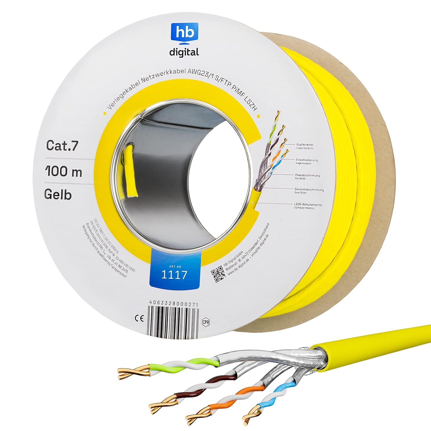 Hb-digital CAT.7 Network Cable, 100m CAT.7 Cable, Installation Cable ...