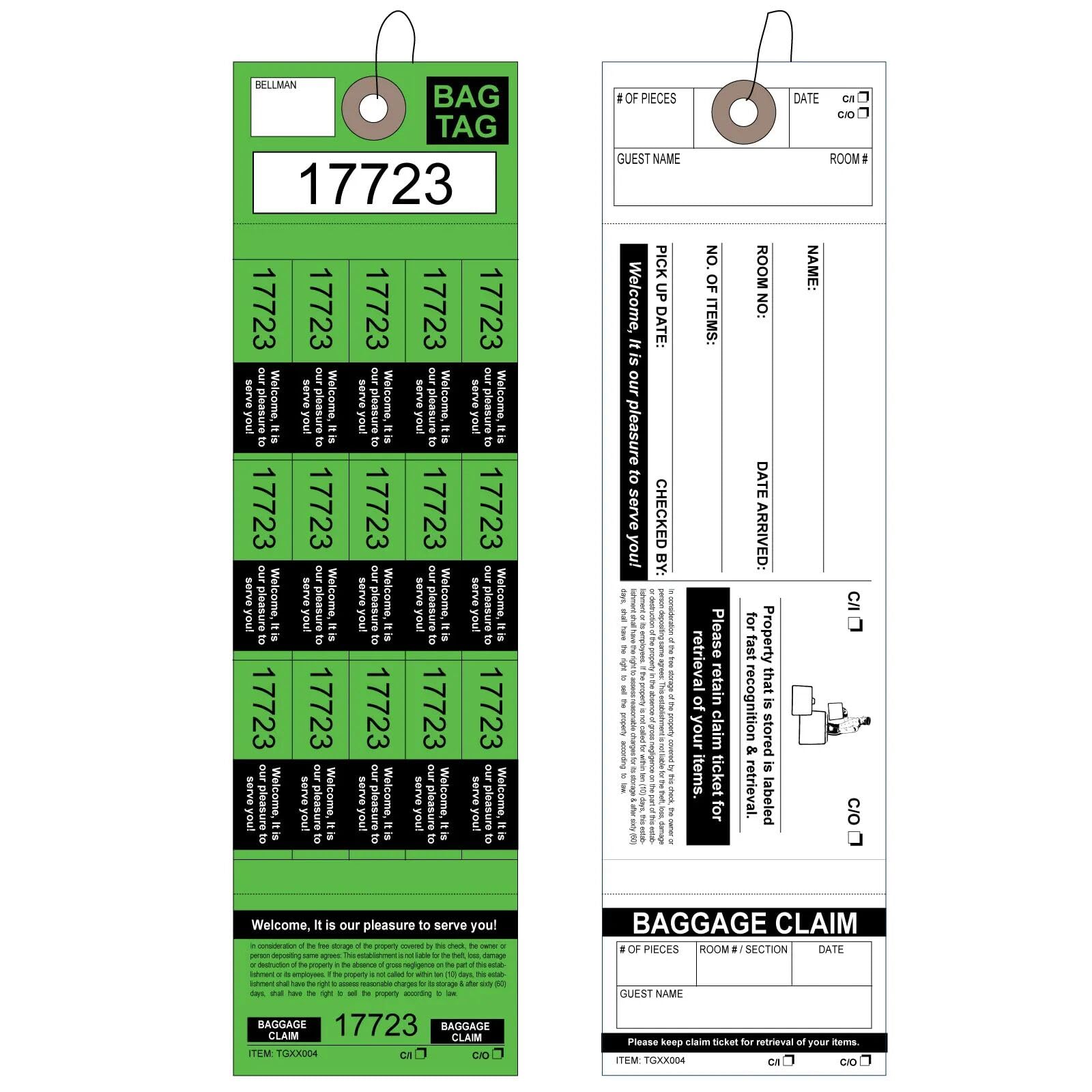 Amazon.com : 1000 Bright Green Baggage Claim Check Tags with 15 ...