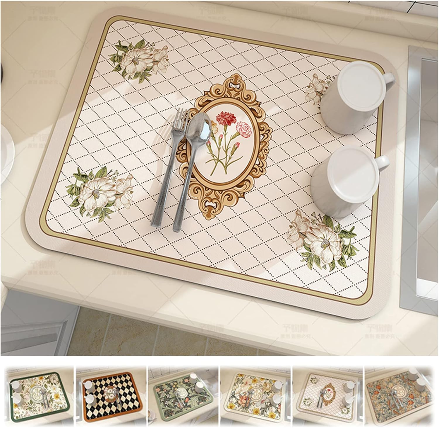 Amazon.com: Fantasy Style Draining Mat, Absorbent Dish Drying Mat ...