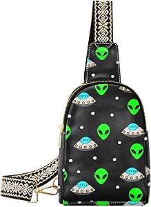 Amazon.com: Women Crossbody Sling Backpack Alien-ufo-green Girl Chest ...