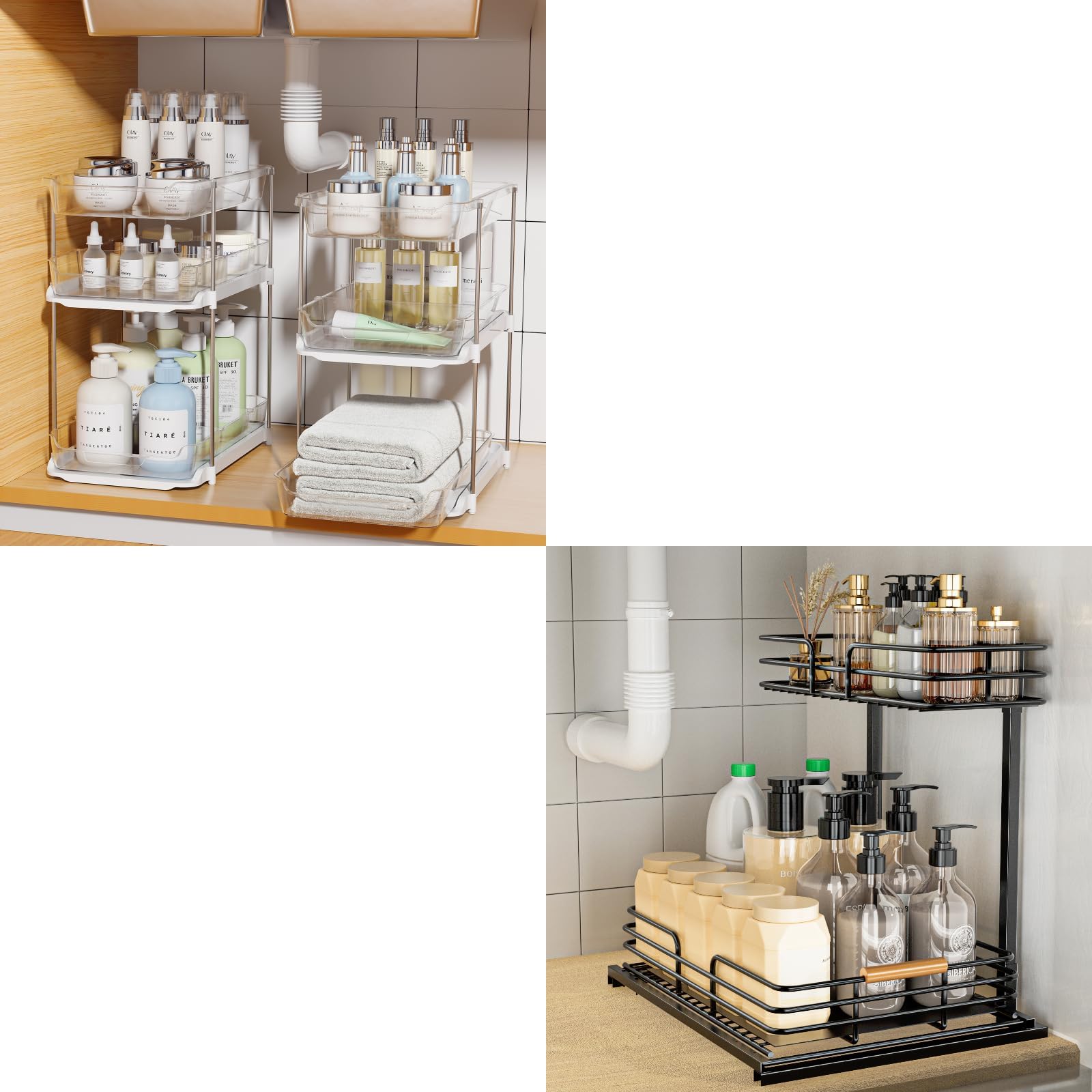 Amazon.com: Delamu 2 Sets of 3-Tier Bathroom Under Sink Organizers and ...