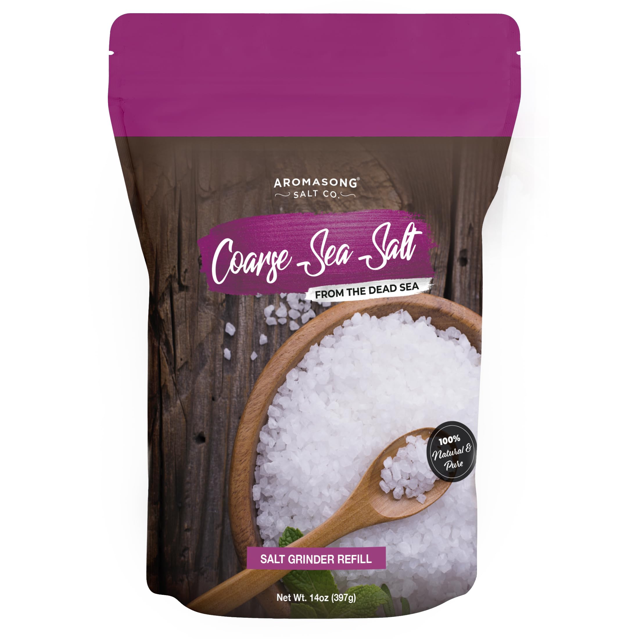 Amazon.com : Aromasong Coarse Sea Salt for Grinder Refill - Dead Sea ...