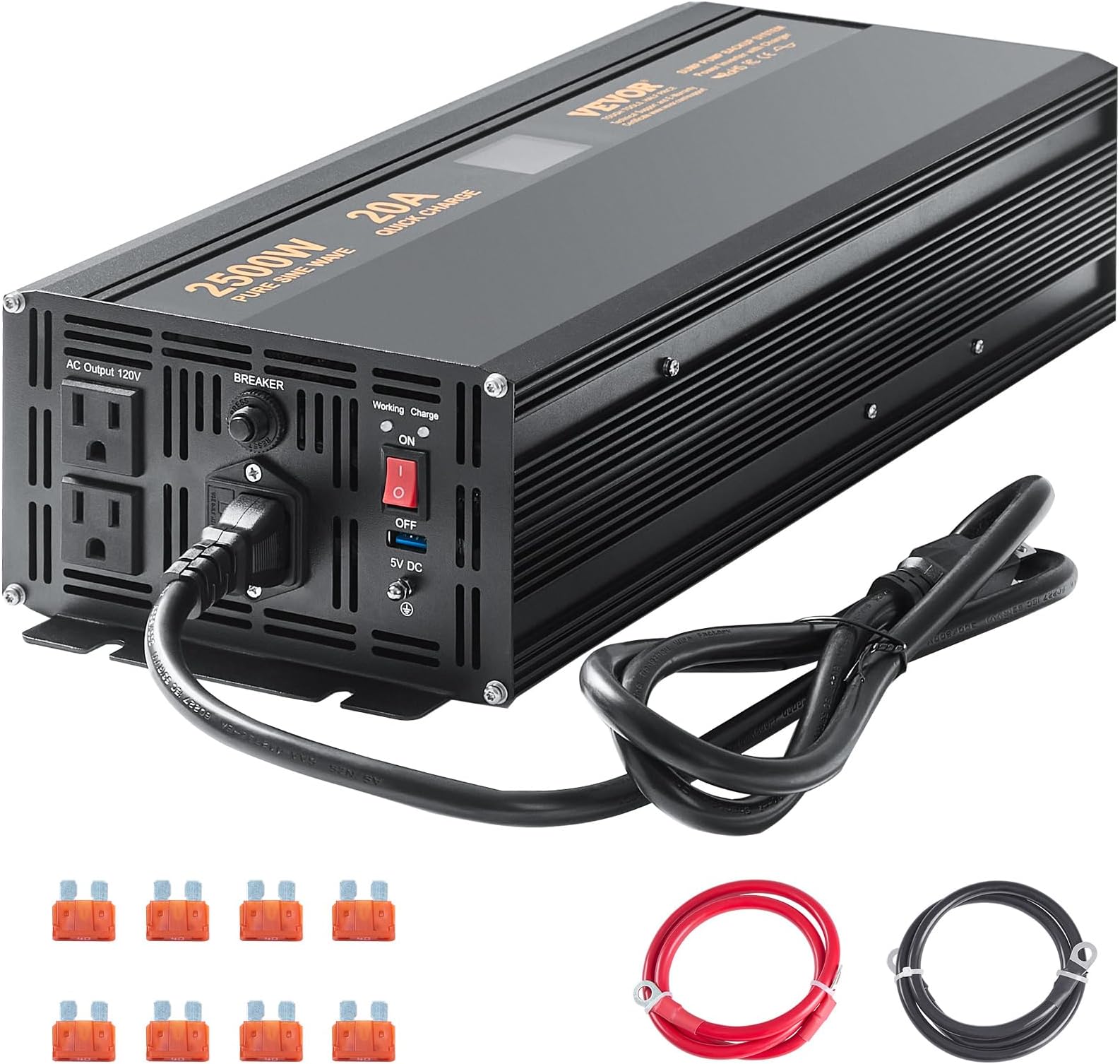 Amazon.com: VEVOR 2500W Sump Pump Battery Backup System, LCD Display ...