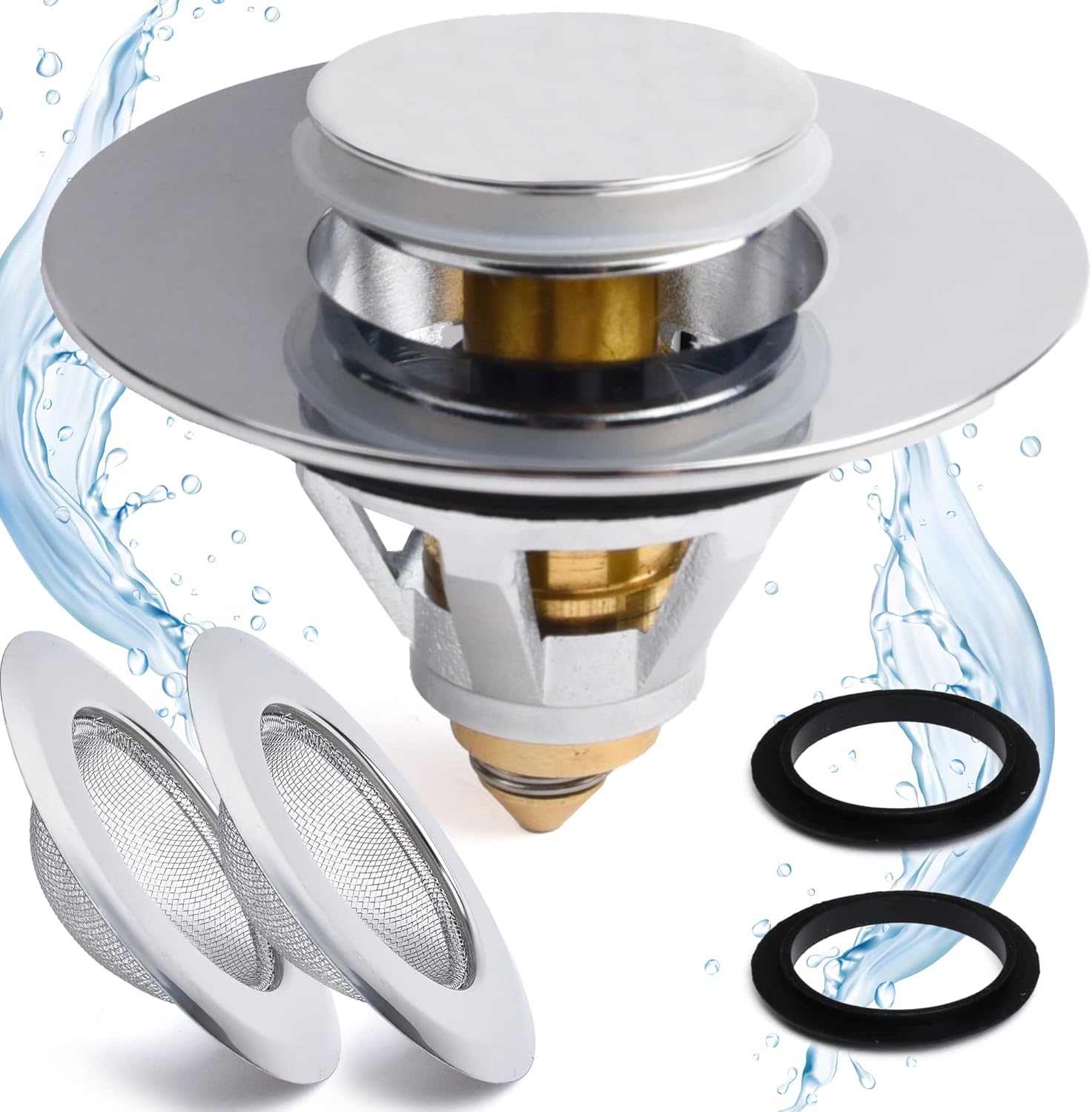 Amazon.com: Universal Bathroom Sink Drain Stopper-Set Pop Up Bullet ...