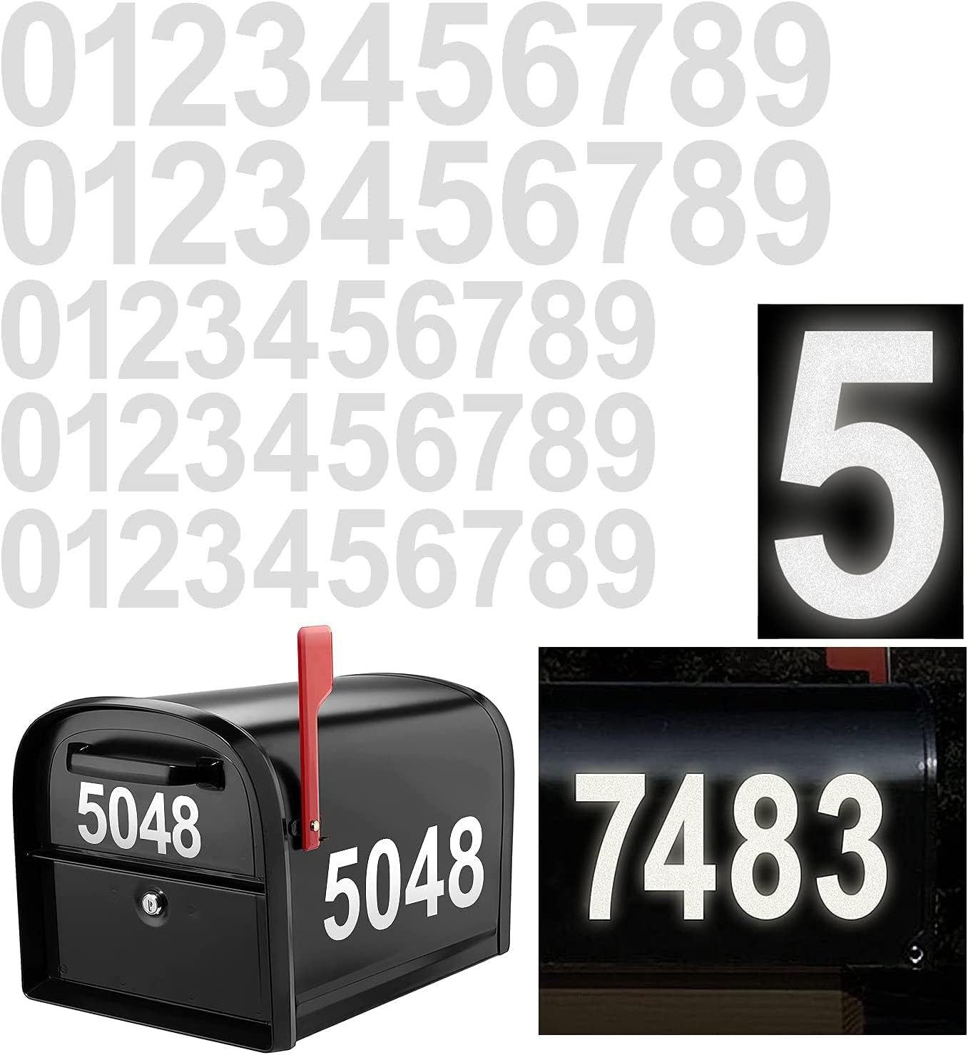Reflective Mailbox Numbers Sticker Decal Die Cut Classic Style Vinyl ...