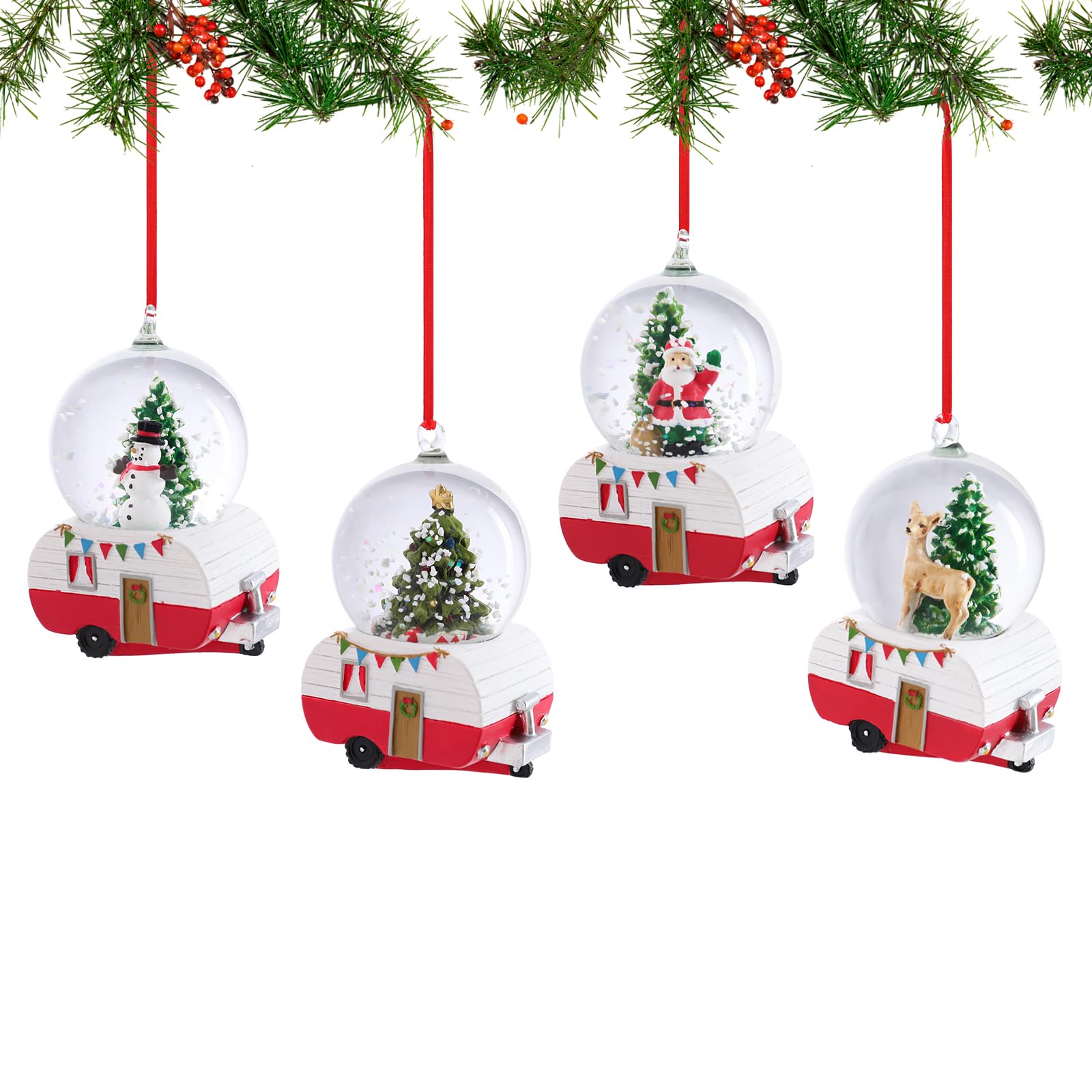 Amazon.com: VCUTEKA Christmas Snow Globe - Christmas Tree Ornaments ...