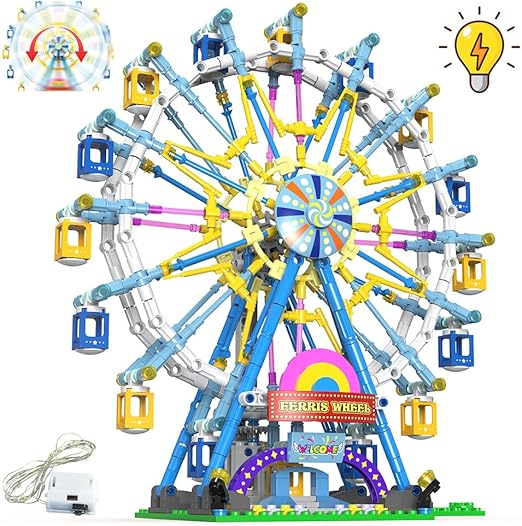 Amazon.com: Benuefe Upgrade Rotating Ferris Wheel Building Blocks Set ...