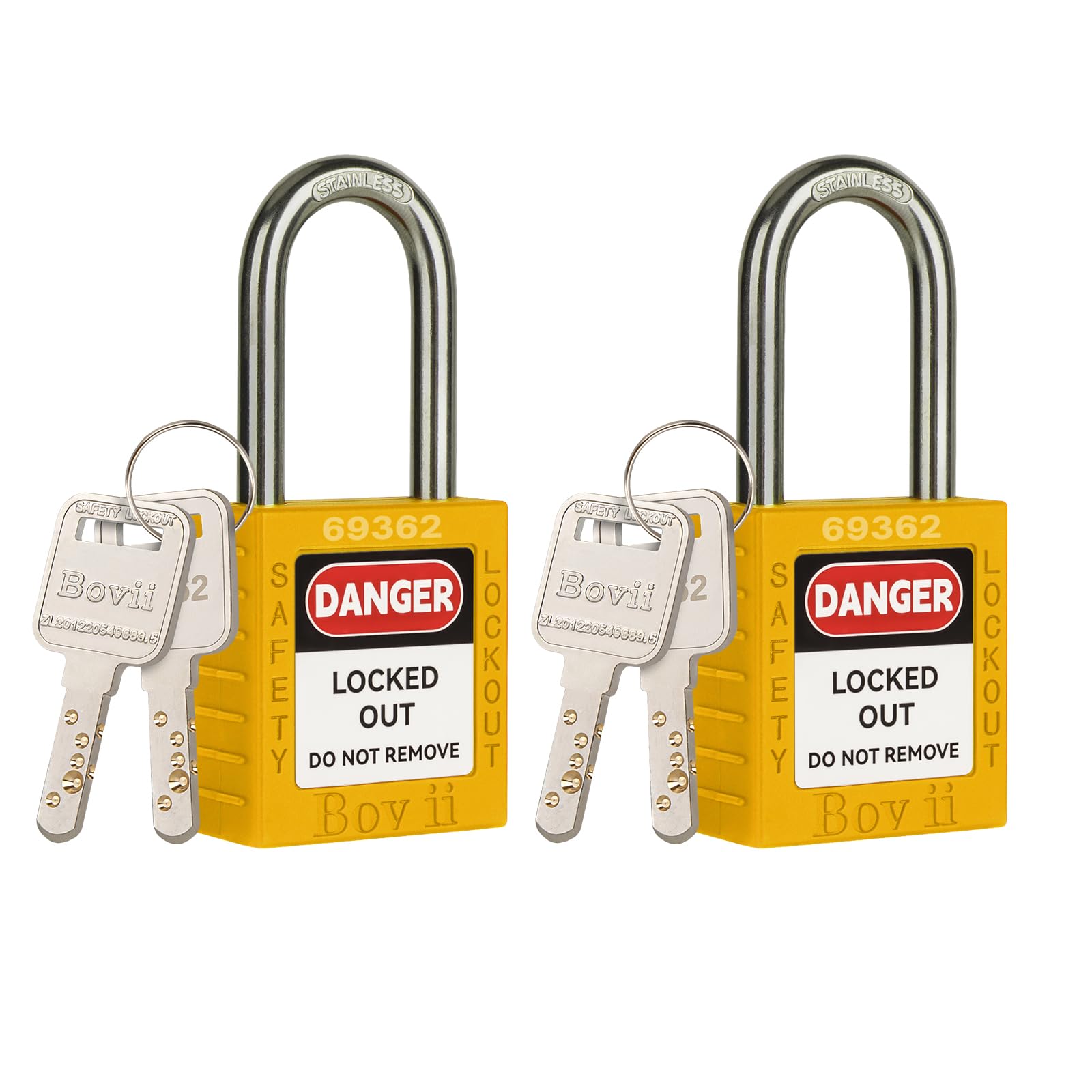 Boviisky Lockout Tagout Locks -2 Yellow Loto Locks，Keyed Different, 2 ...