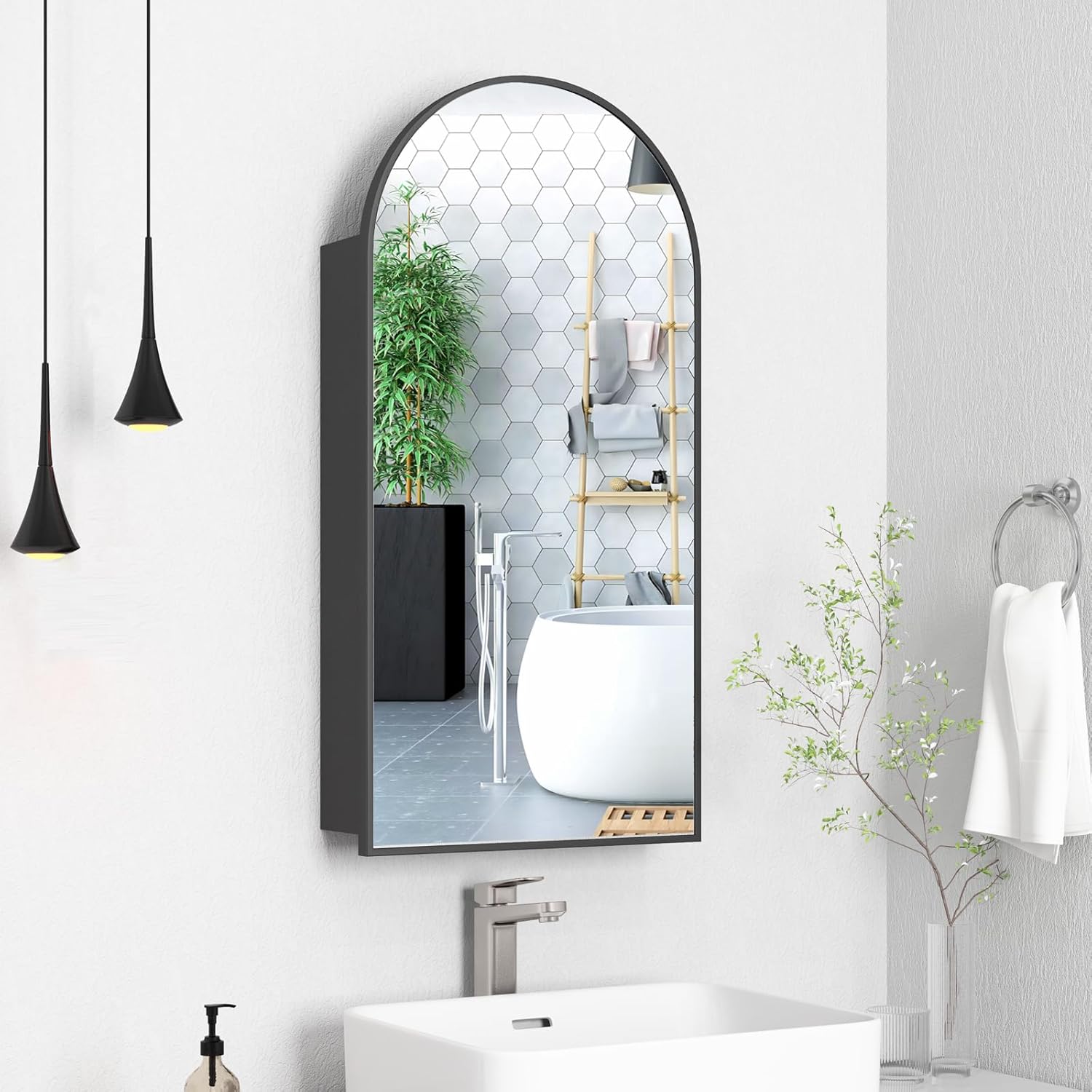 Amazon.com: Medicine Cabinet with Mirror 16 x 30 Inch,Black Bathroom ...