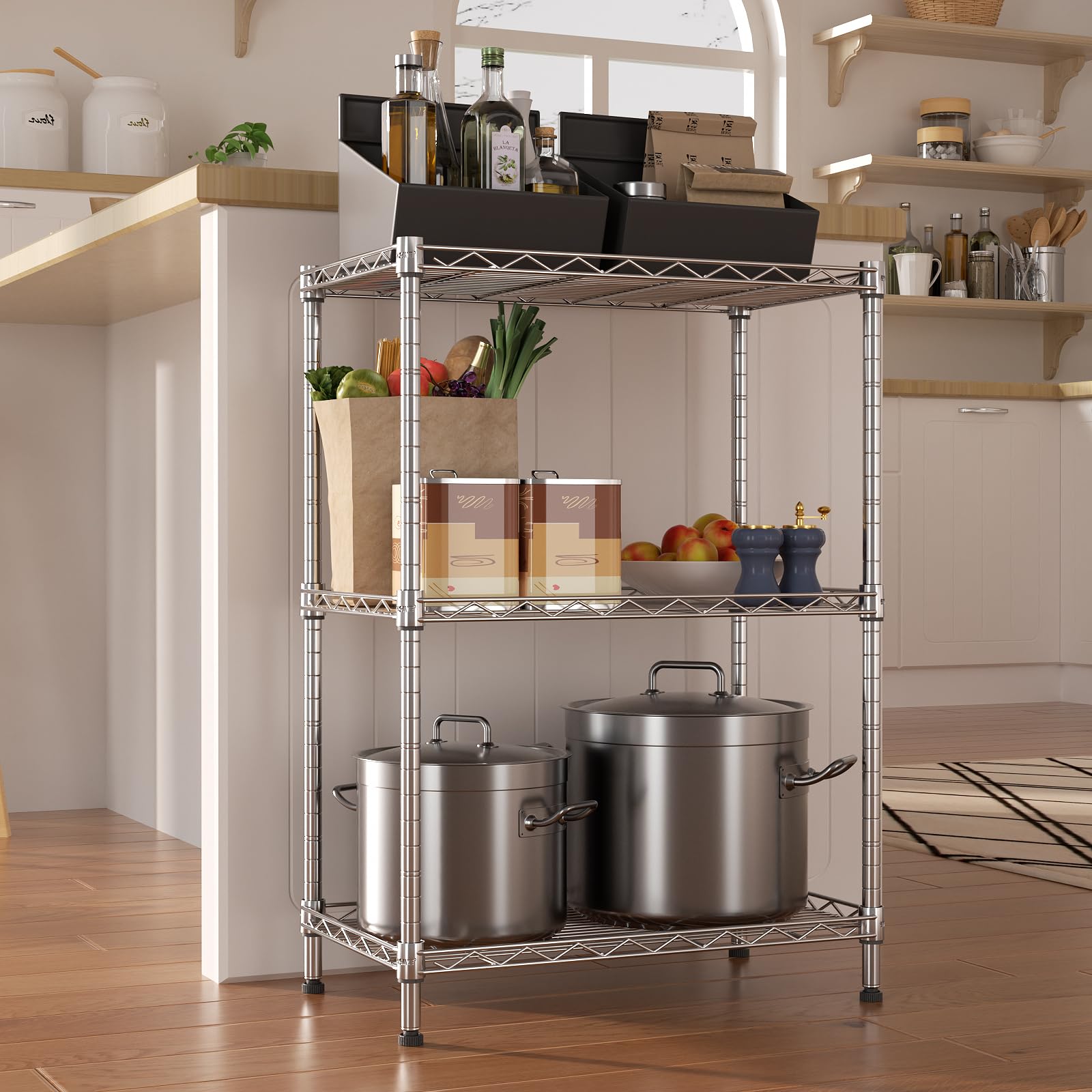 Snapklik.com : SINGAYE 3 Shelf Wire Shelving Unit Adjustable Storage ...