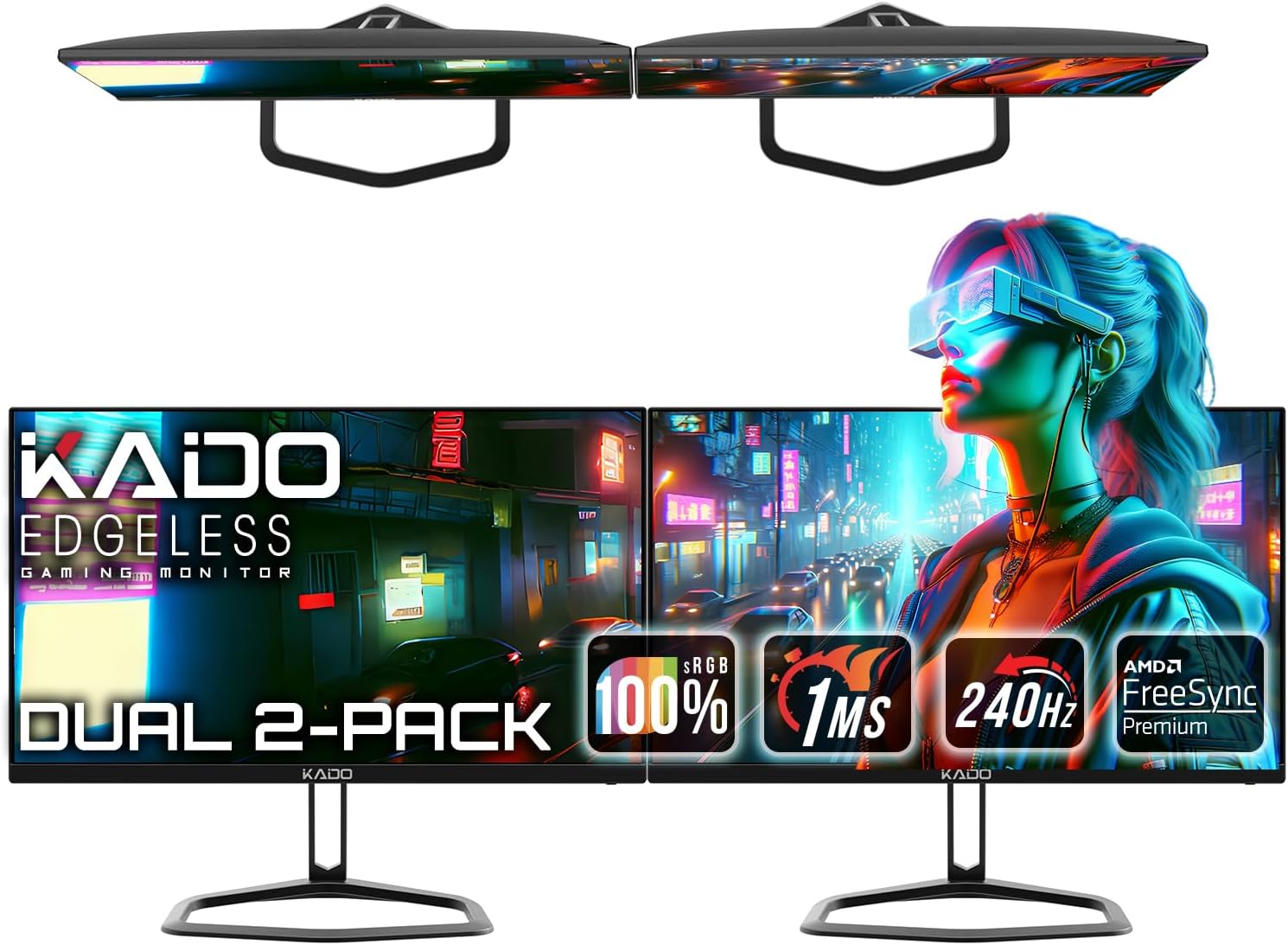 Amazon.com: Kado Dual Gaming Monitor Setup - 2-Pack 24.5" 240Hz 1ms ...