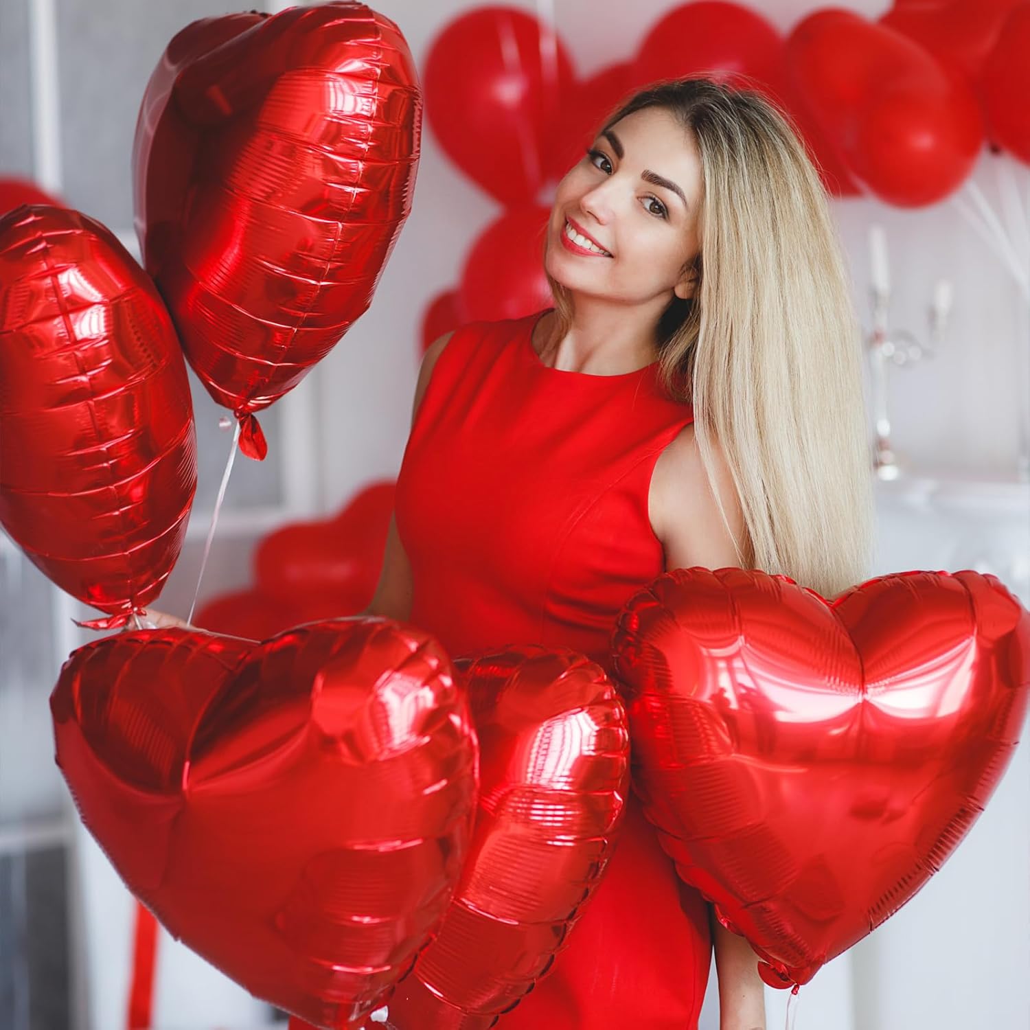 Amazon.com: 25 Pieces 18 Inches Red Heart Love Balloons, Large Foil ...