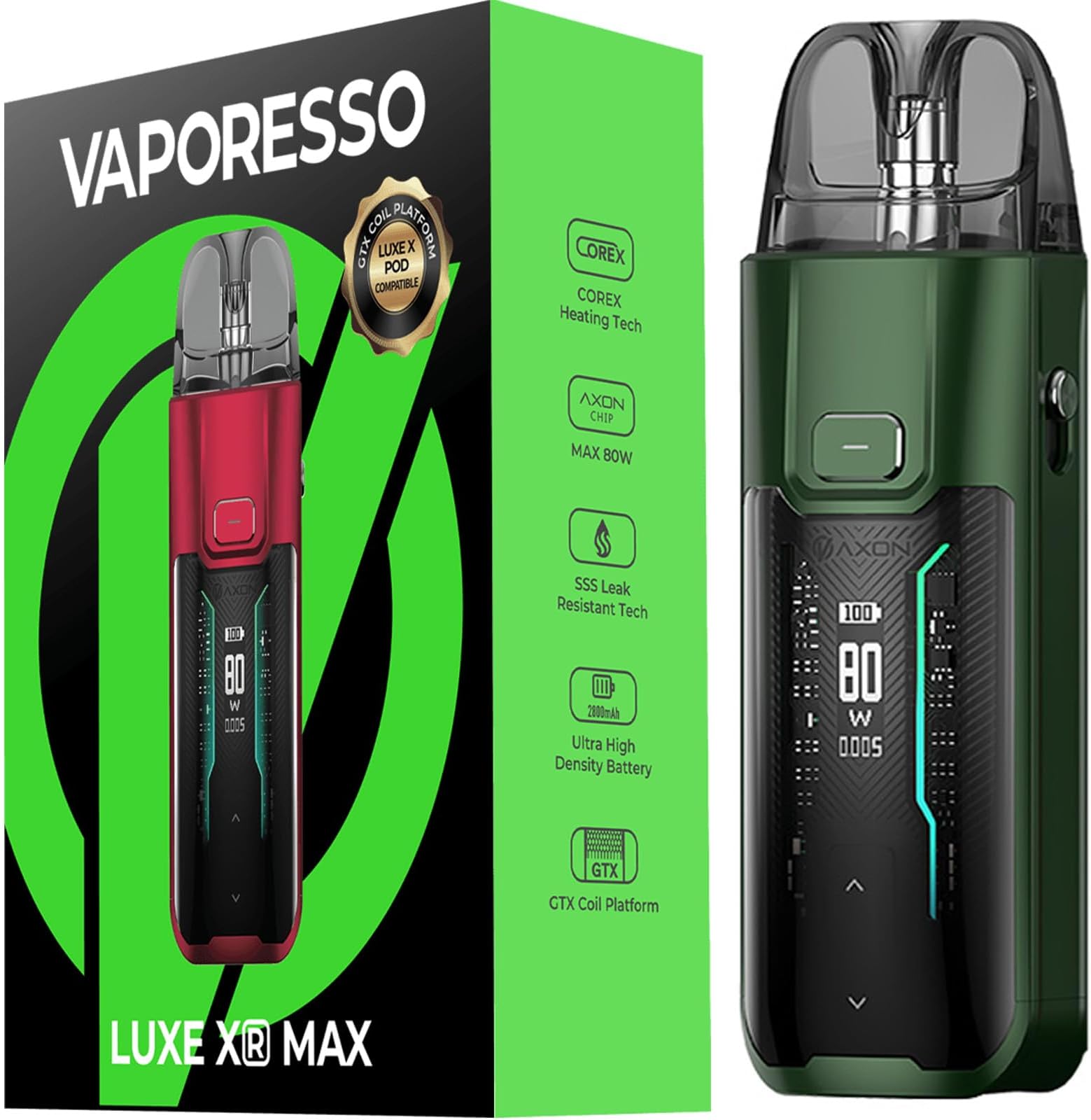 Vaporesso Luxe XR Max Kit 2800mAh Batteria 80W Output GTX 0.2ohm Mesh ...