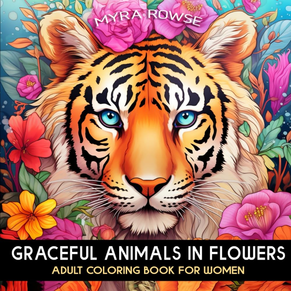 Amazon.com: Graceful Animals in Flowers Adult Coloring Book for Women ...