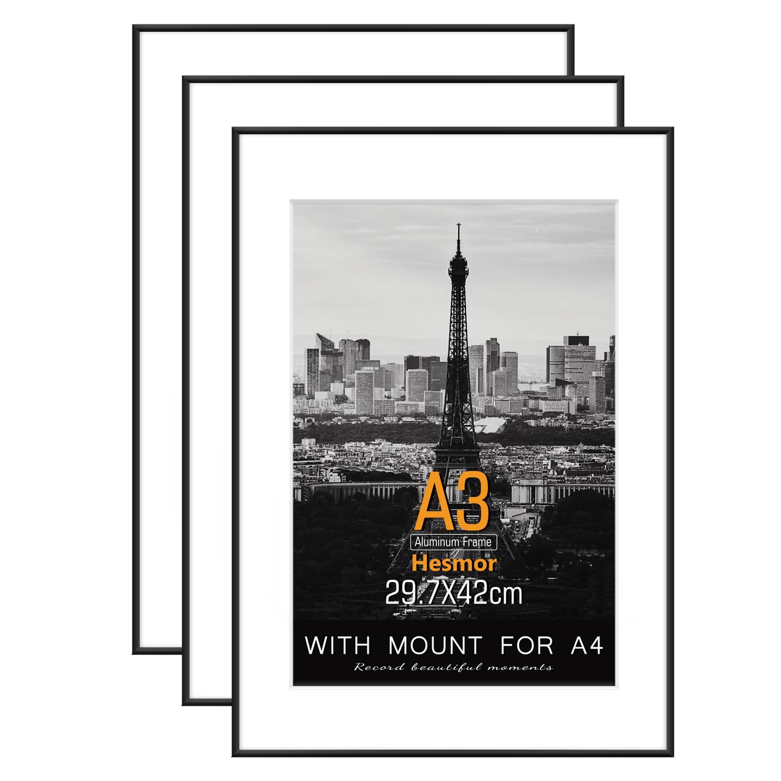 Hesmor A3 Picture Frame Aluminum Acrylic in Black, A3 Photo Frames 12 x ...