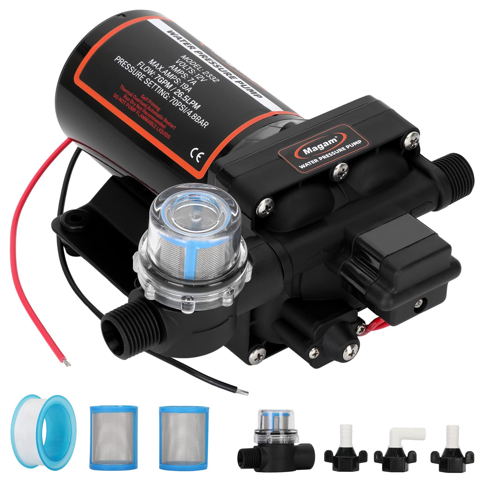 Snapklik.com : RV Fresh Water Pump, 12V DC Water Pump, 7 GPM 70 PSI ...